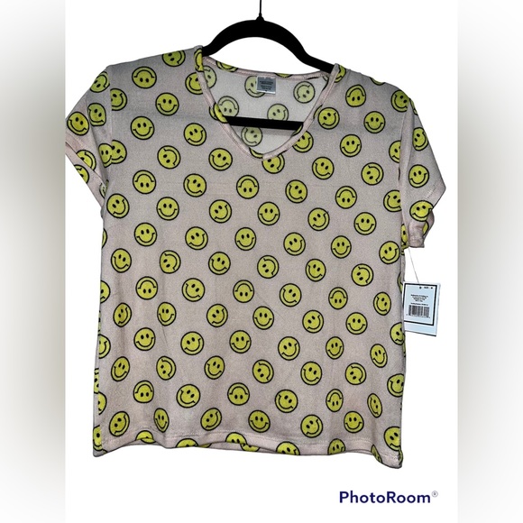 Tops | Nwt Smiley Face V Neck Lounge Top | Poshmark